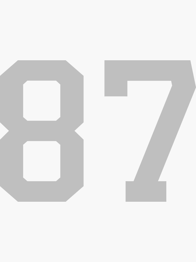 "Number 87, grey on black sports jersey number eighty seven" Sticker ...