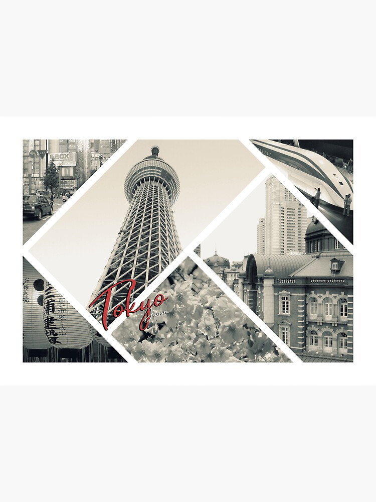 "Tokio, Japan Black and White Collage." Sticker for Sale by TomaszHa ...