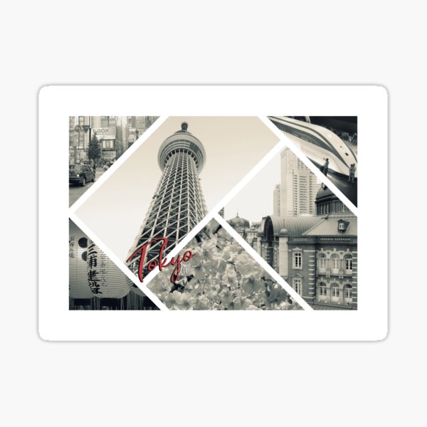 "Tokio, Japan Black and White Collage." Sticker for Sale by TomaszHa ...