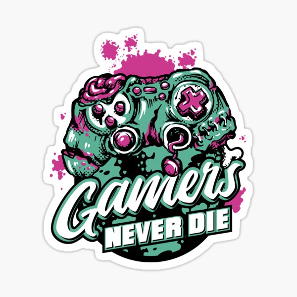 "Funny Gamers Never Die Halloween Gaming Zombie Console" Sticker for ...