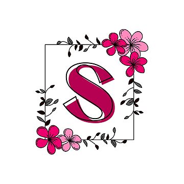 "Pink Monogram S with Pink Floral Frame" Sticker for Sale by ...