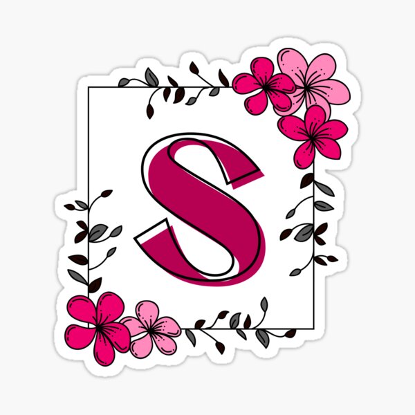 "Pink Monogram S with Pink Floral Frame" Sticker for Sale by ...