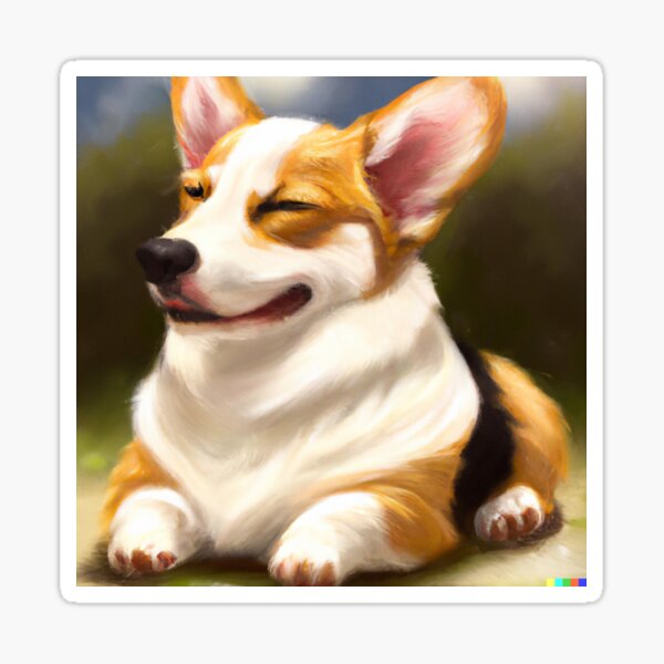 "Content Corgi" Sticker for Sale by SpeedyDemon | Redbubble