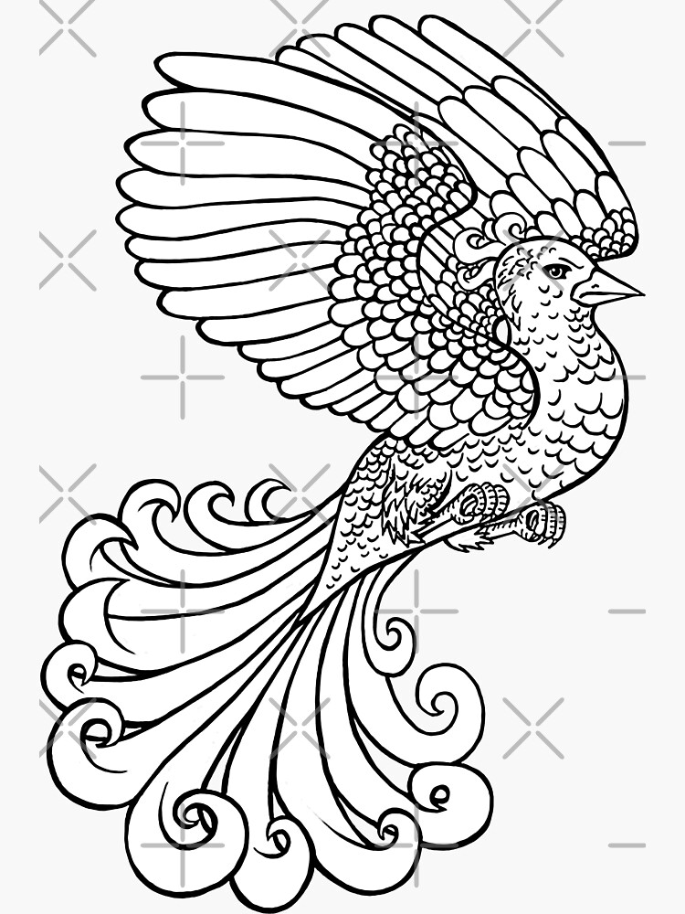 "Phoenix line art" Sticker for Sale by BeccaDoodles | Redbubble