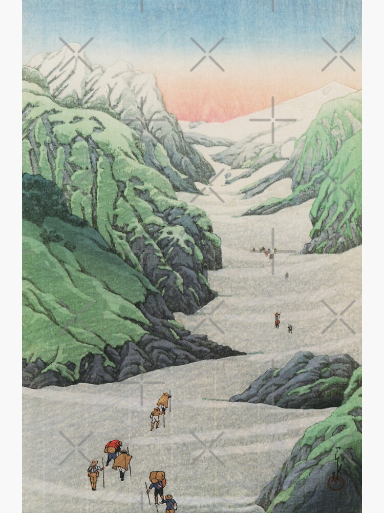 "Kawase Hasui Snow valley of Mount Hakuba" Sticker for Sale by TeeARTHY ...