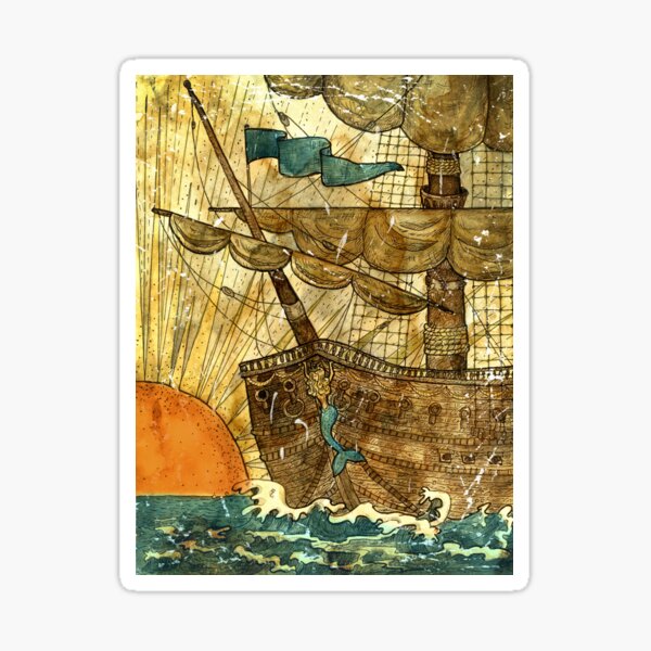 "Vintage old map. Sea. Ship. Mermaid." Sticker for Sale by AKAYOLO ...