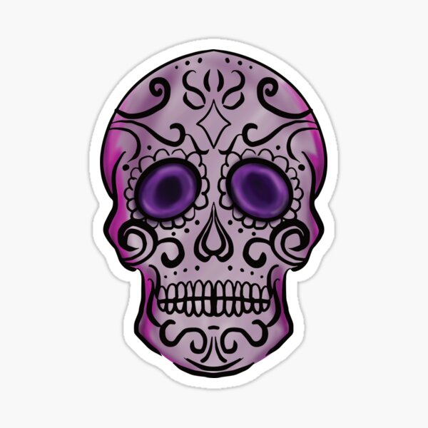 "Day of the Dead Pink Purple Skull" Sticker for Sale by kurt-vinther ...