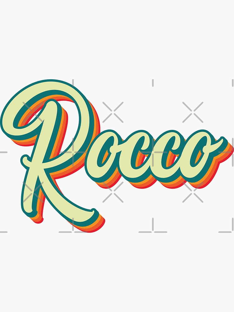 "Rocco Name Label in retro color" Sticker for Sale by MasterCoShop ...