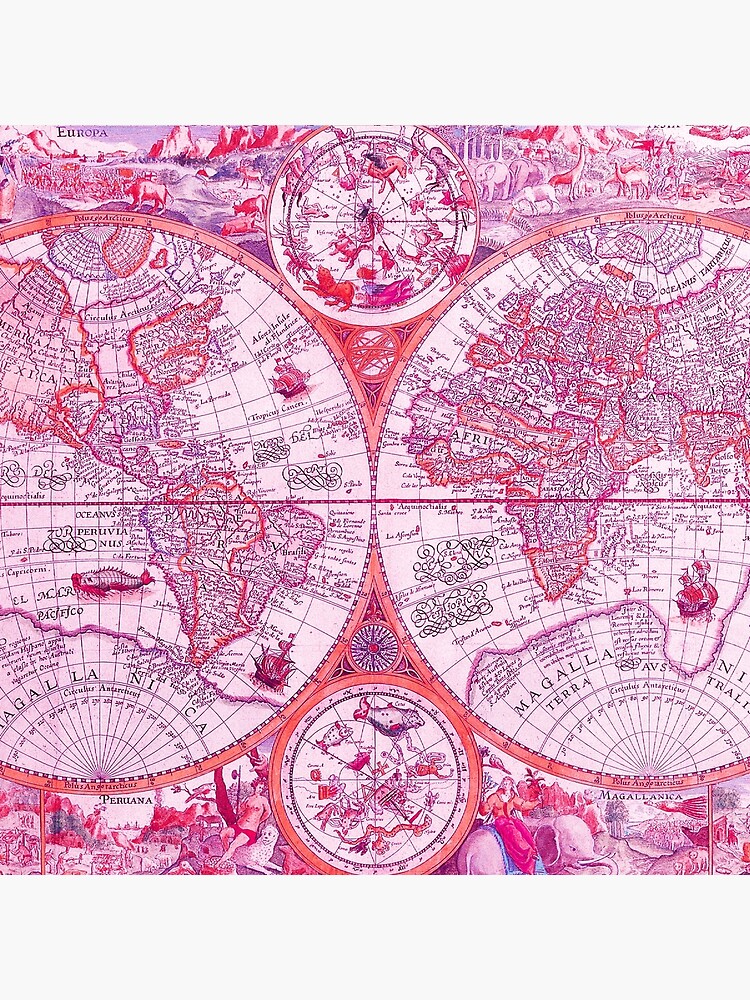 "Pink Vintage old map World." Poster for Sale by AKAYOLO | Redbubble
