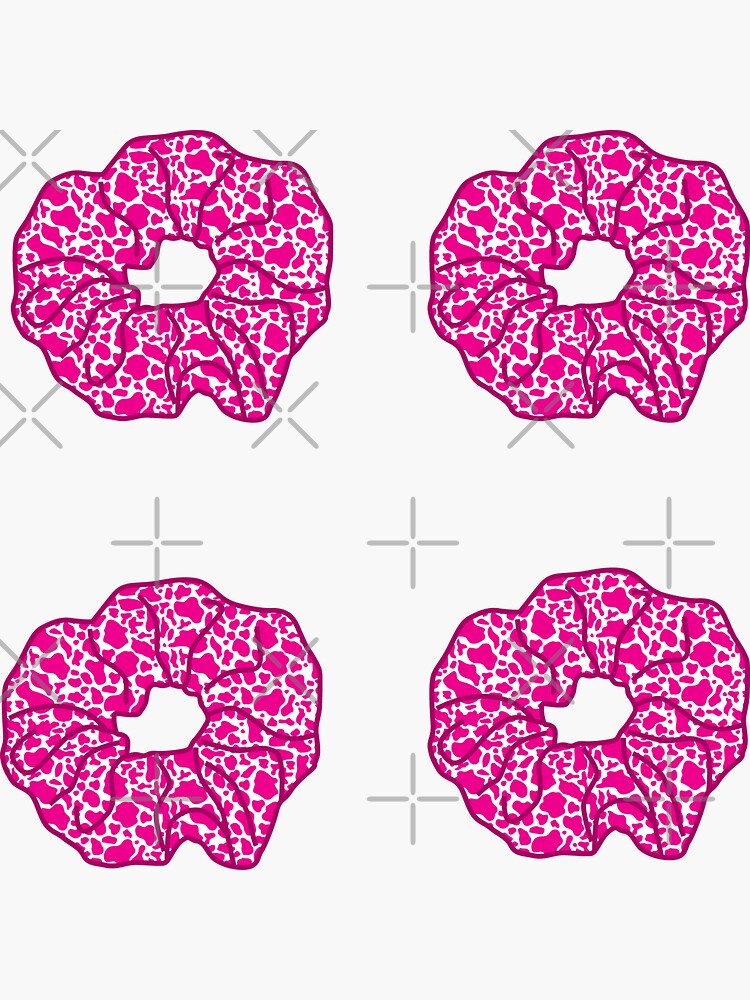 "Pink Cow Print Scrunchie Pack" Sticker for Sale by DesignsByAnane ...