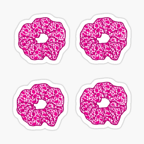 "Pink Cow Print Scrunchie Pack" Sticker for Sale by DesignsByAnane ...
