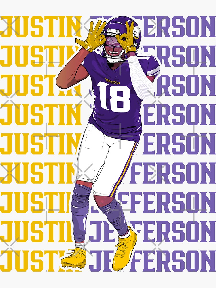 "Justin Jefferson" Sticker for Sale by SalamanderArt22 | Redbubble