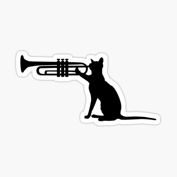 "Cat playing trombone shirt for male and female trombonists" Sticker ...