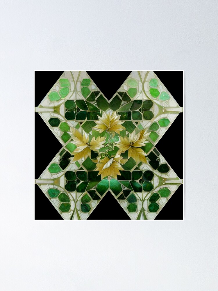 "Jade Inlay Mosaic Irish Leaf X Design - Flower" Poster for Sale by ...
