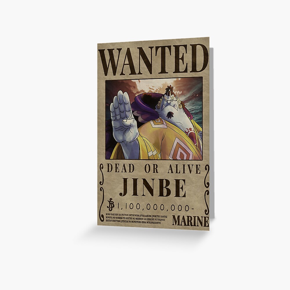 Jinbe Wanted Poster One Piece Jimbei Bounty Poster Greeting Card For Sale By Onepiecewanted