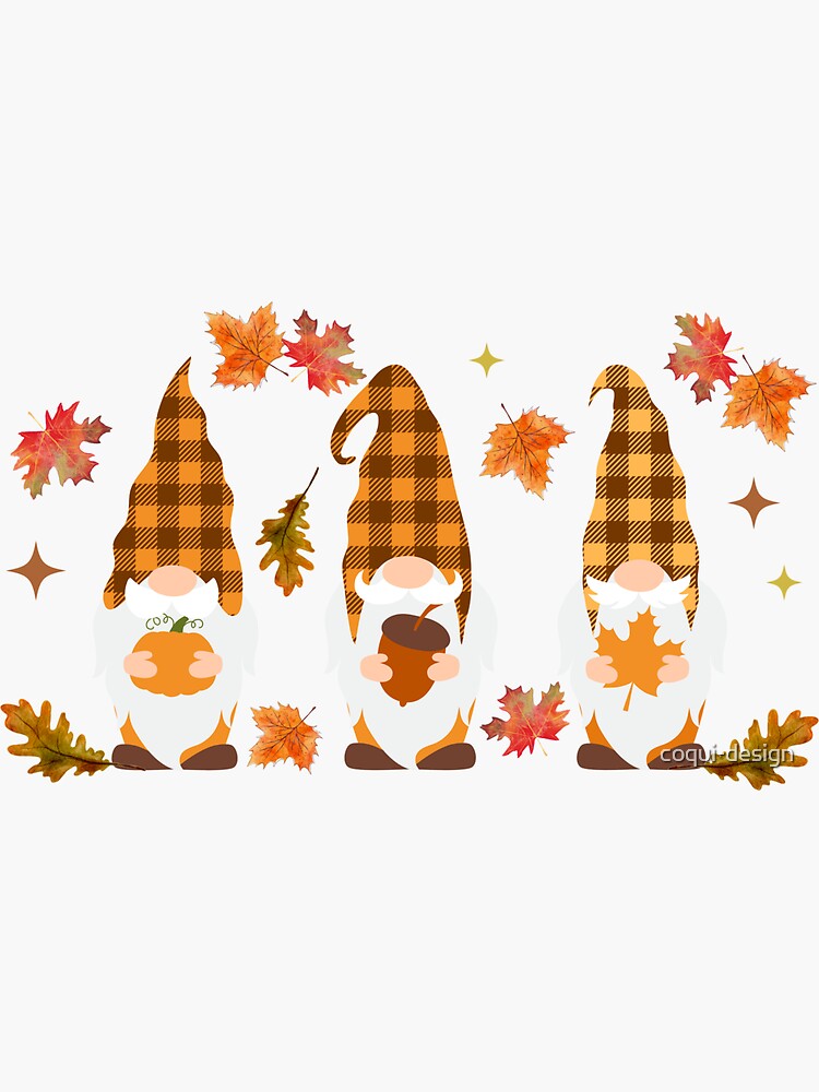 "Fall themed Gnome" Sticker for Sale by coqui-design | Redbubble