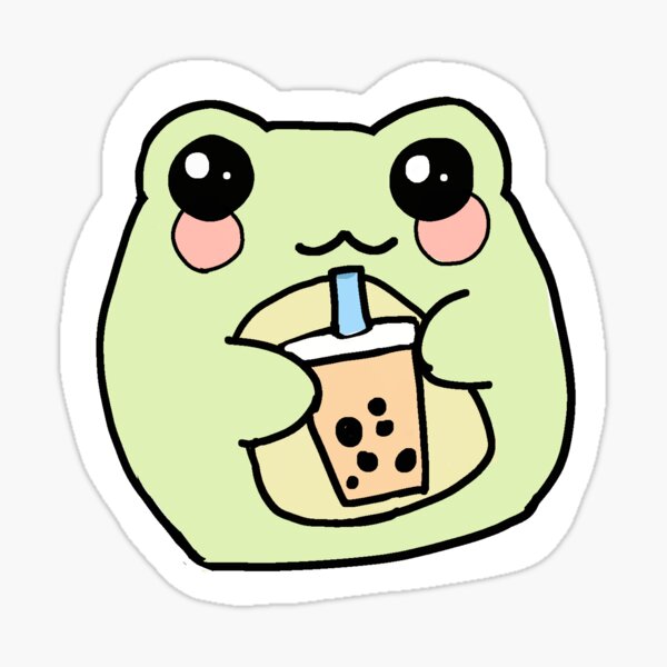 "Frog drinking boba" Sticker for Sale by Rae-Emmie-art | Redbubble