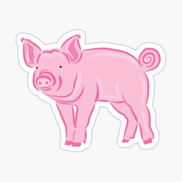 "Pink Pig" Sticker by evisionarts | Redbubble