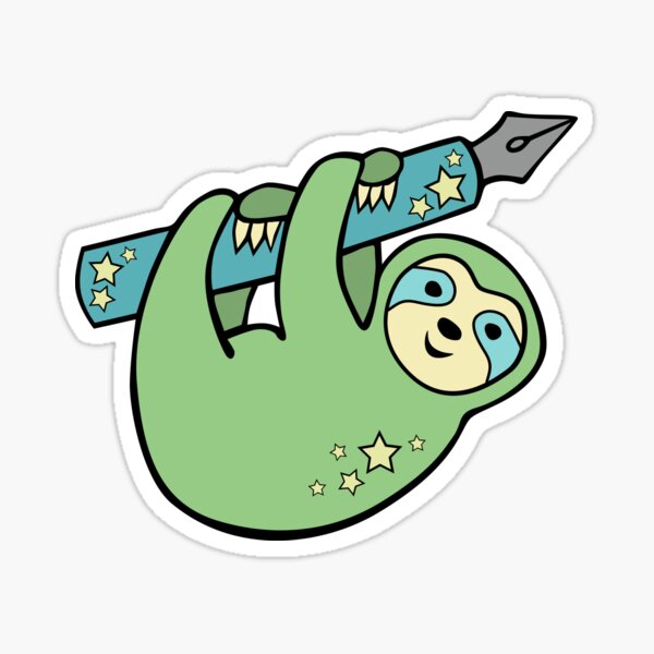 "Sloth Writing Familiar" Sticker for Sale by whimsystation | Redbubble