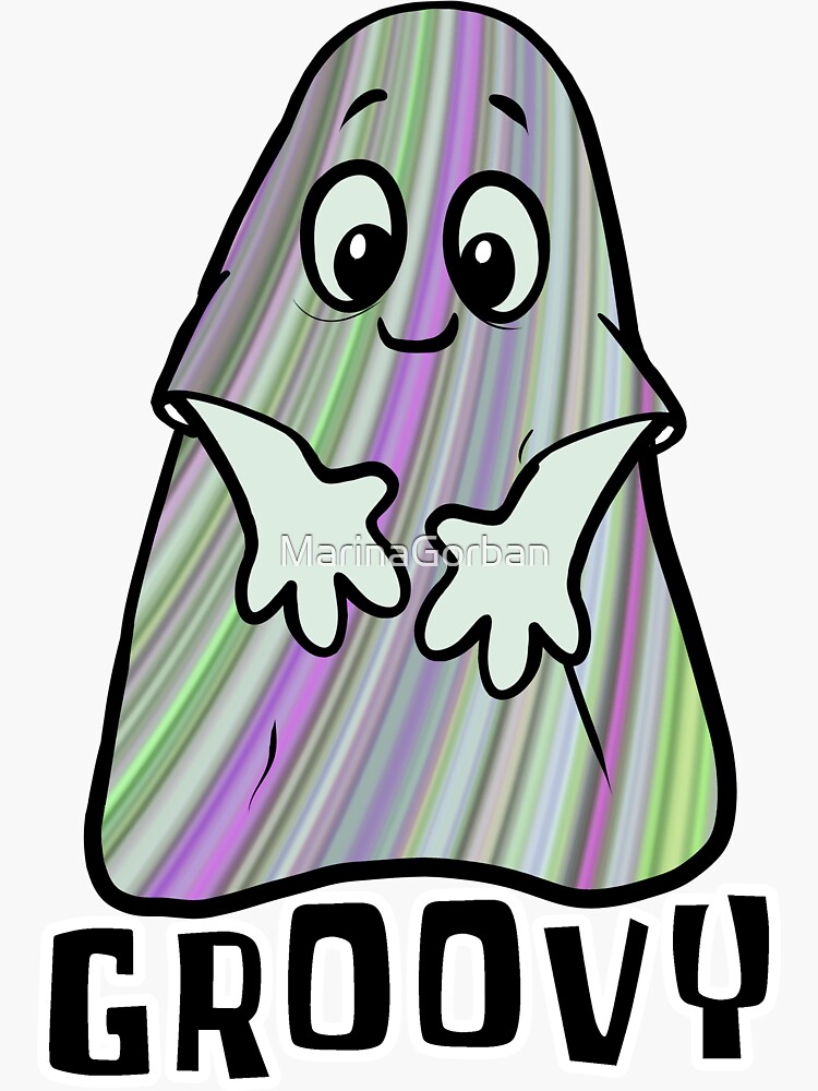 "Groovy Ghost - Funny Halloween Retro Ghost " Sticker for Sale by ...