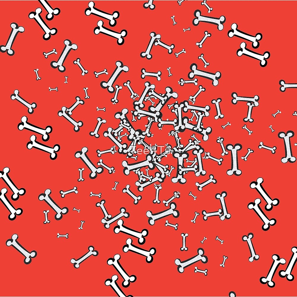 "Scattered bones on red background" by Tee4Tu | Redbubble