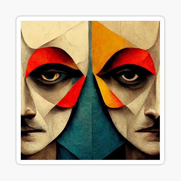 "two face, abstract, cubism" Sticker for Sale by ElMafioso1000 | Redbubble