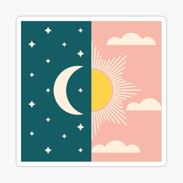 "Opposites (Sun and Moon)" Sticker for Sale by AleR-G | Redbubble