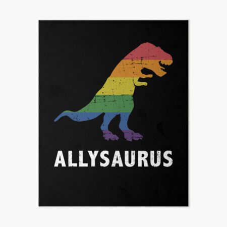 Lámina rígida «dinosaurio allysaurus en la bandera del arco iris para ...