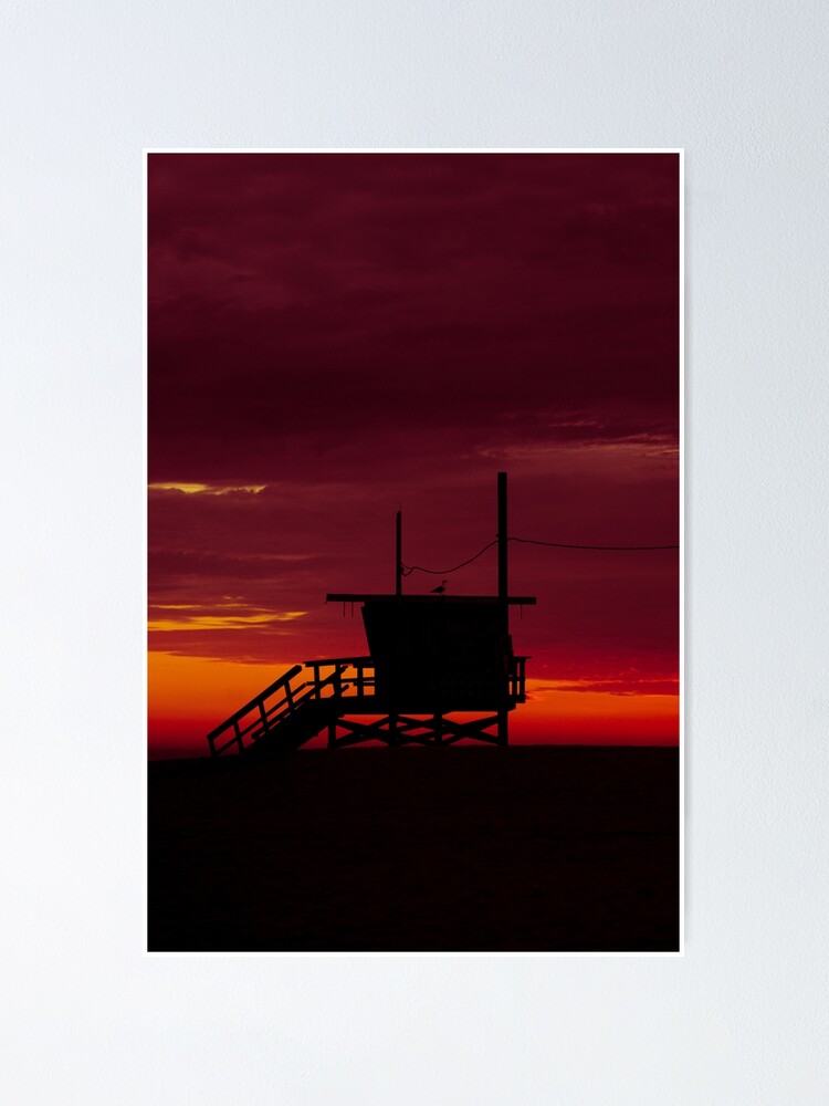 "Venice Beach Lifeguard Tower Sunset" Poster for Sale by Evans-Visuals ...