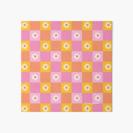 "Daisy Checkered Pattern in Bright Pink, Yellow and Orange palette" Art ...