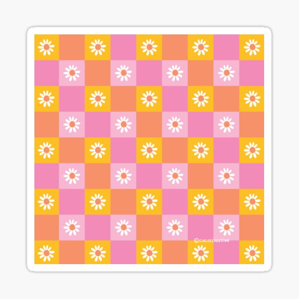 "Daisy Checkered Pattern in Bright Pink, Yellow and Orange palette ...