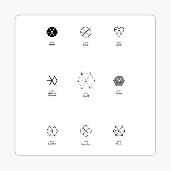 Pegatina «evolución del logotipo de exo» de softseb | Redbubble