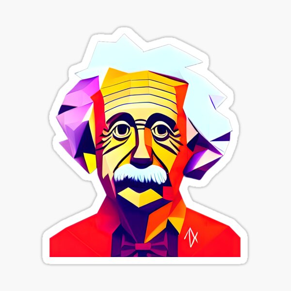 "Albert Einstein in Red Suit" Sticker for Sale by PolygonXYZ | Redbubble