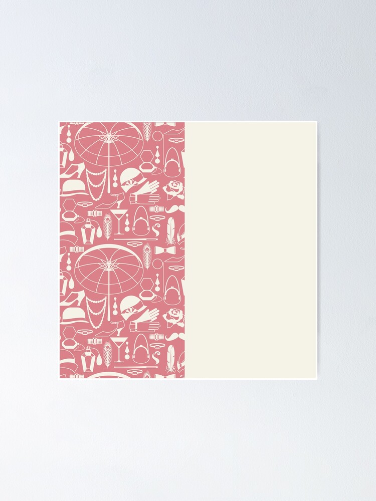 "Dark Pink 1920s Vintage Fashion on Antique White Vertical Split ...