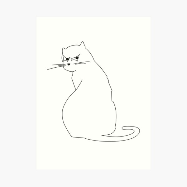 "Angry cat line drawing art" Art Print for Sale by Melibertine | Redbubble