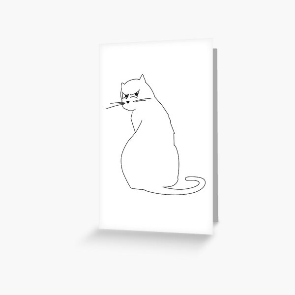"Angry cat line drawing art" Greeting Card for Sale by Melibertine ...