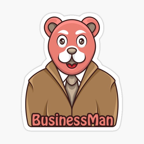 "Business Bear Cartoon Illustration" Sticker for Sale by satriyanto ...