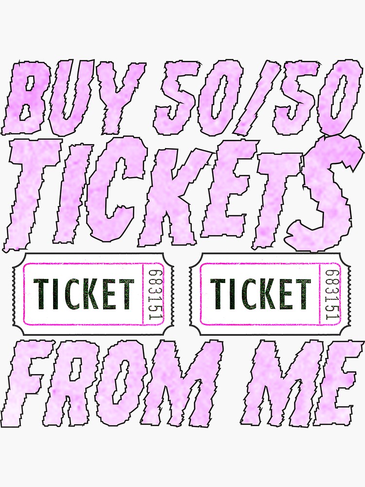 "Buy 50/50 Tickets From Me, double sided 50/50 raffle tickets purple ...