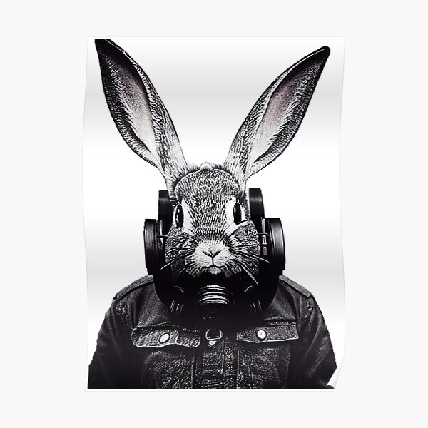 "Black and white rabbit in a suit." Poster for Sale by Maniock | Redbubble