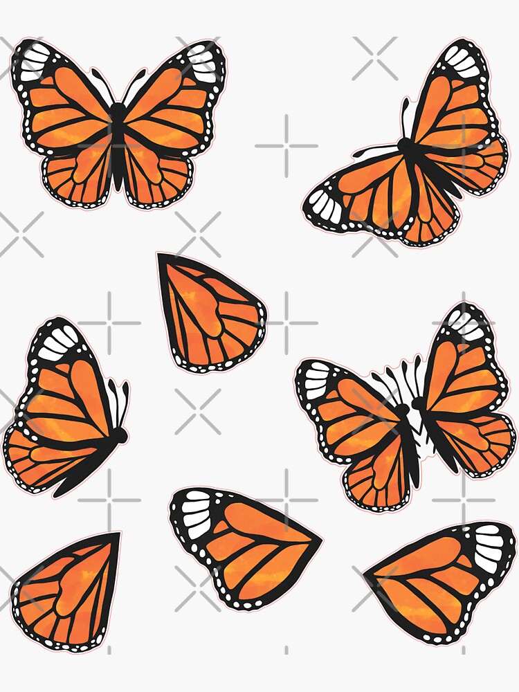 "Monarch butterfly flower sticker pack" Sticker for Sale by MerWishes ...