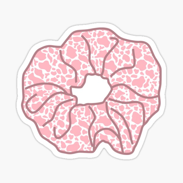"Pastel Pink Cow Print Scrunchie " Sticker for Sale by DesignsByAnane ...