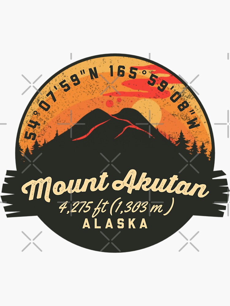 "Mount Akutan Volcano Souvenir Badge Alaska" Sticker for Sale by ...