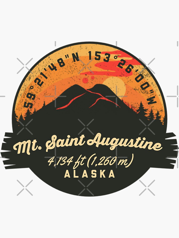 Pegatina «Insignia de recuerdo del volcán Mount Saint Augustine Alaska» de mountainfad | Redbubble