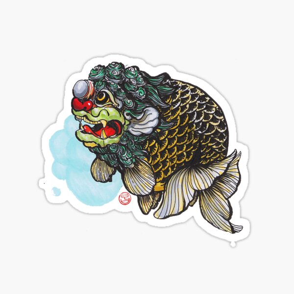"Goldfish Art: The Lionhead Ranchu" Sticker for Sale by FishGeeks ...