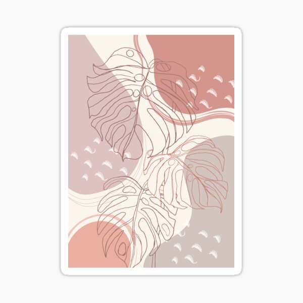 "modern abstract monstera boho leaves" Sticker for Sale by Rittichai ...