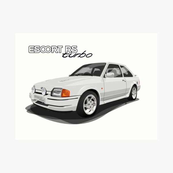 "Ford Escort RS Turbo Vector Drawing - White" Art Print for Sale by ...