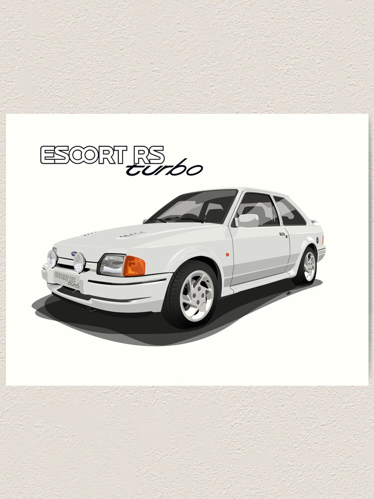 "Ford Escort RS Turbo Vector Drawing - White" Art Print for Sale by ...