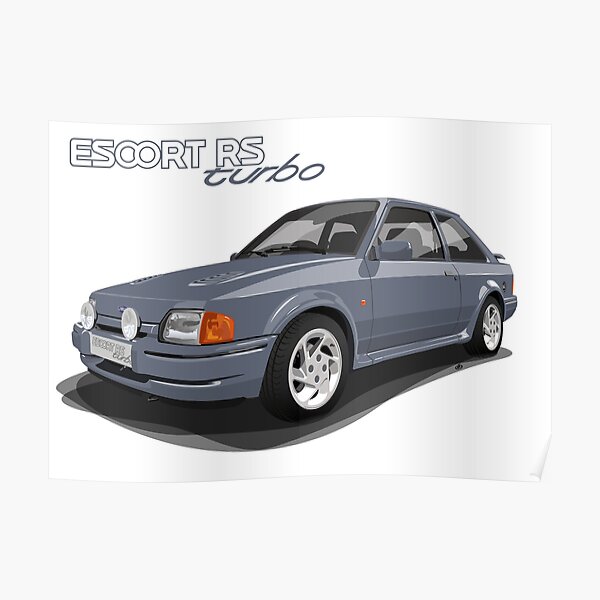 "Ford Escort RS Turbo Vector Drawing - Grey" Poster for Sale by ...