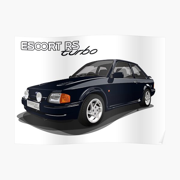 "Ford Escort RS Turbo Vector Drawing - Black" Poster for Sale by ...