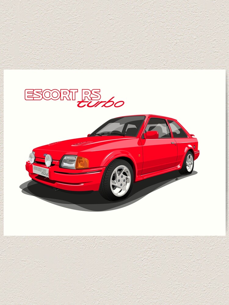 "Ford Escort RS Turbo Vector Drawing - Red" Art Print for Sale by ...